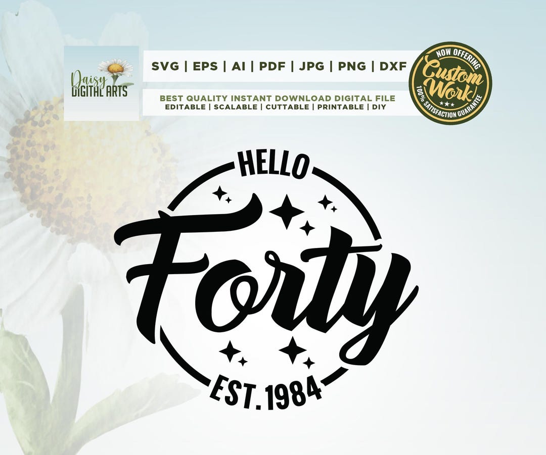 Hello Forty SVG, Hello 40 Svg, Cricut, Png, Svg, Sublimation ...