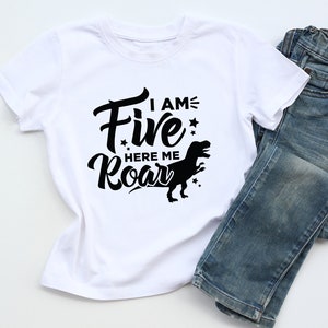 I Am Five Dinosaur SVG 5th Birthday SVG Hear Me Roar Fifth - Etsy