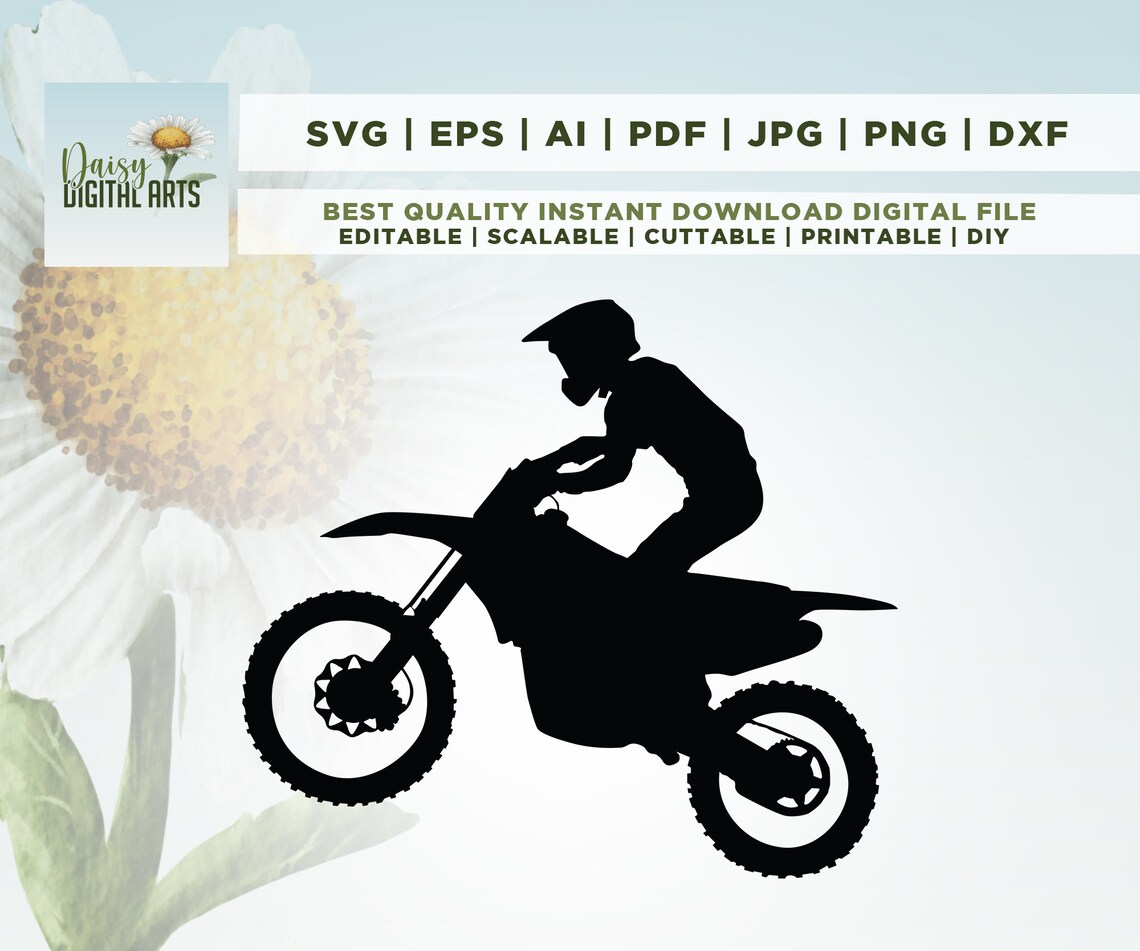 Motocross Rider Svg, Silhouette, Decal, Sticker, Vinyl, Pin, Cricut ...