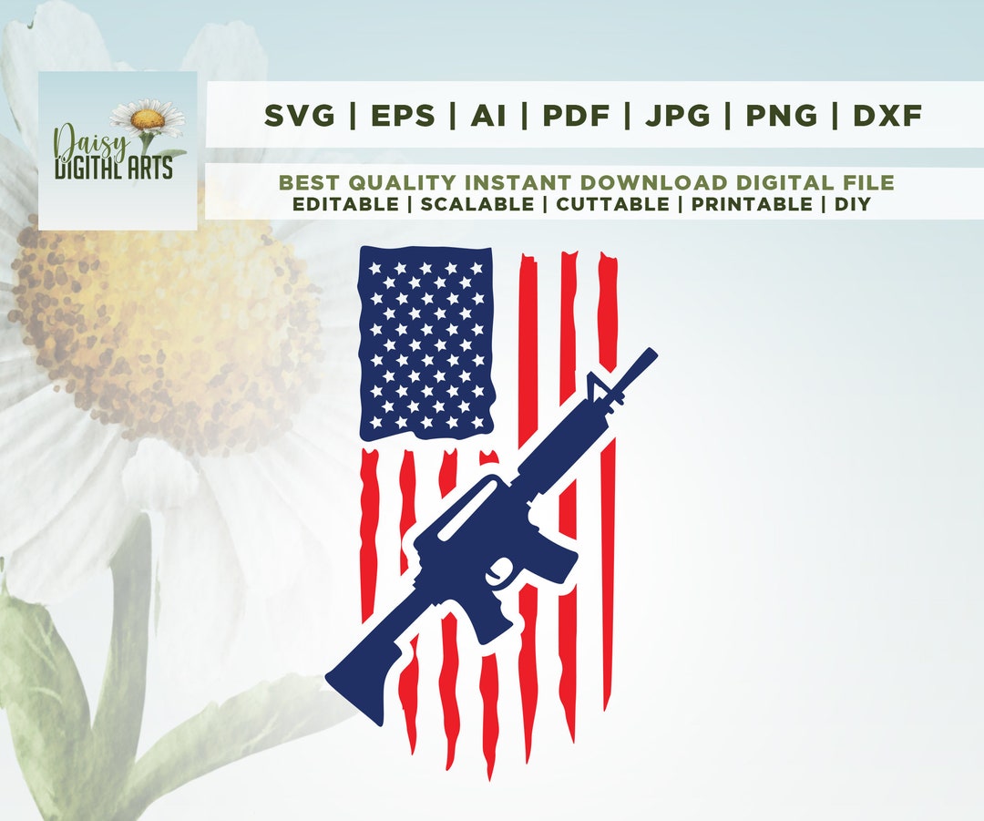 USA Flag SVG, Rifle Second Amendment, USA Gun Rights, Heat Press ...