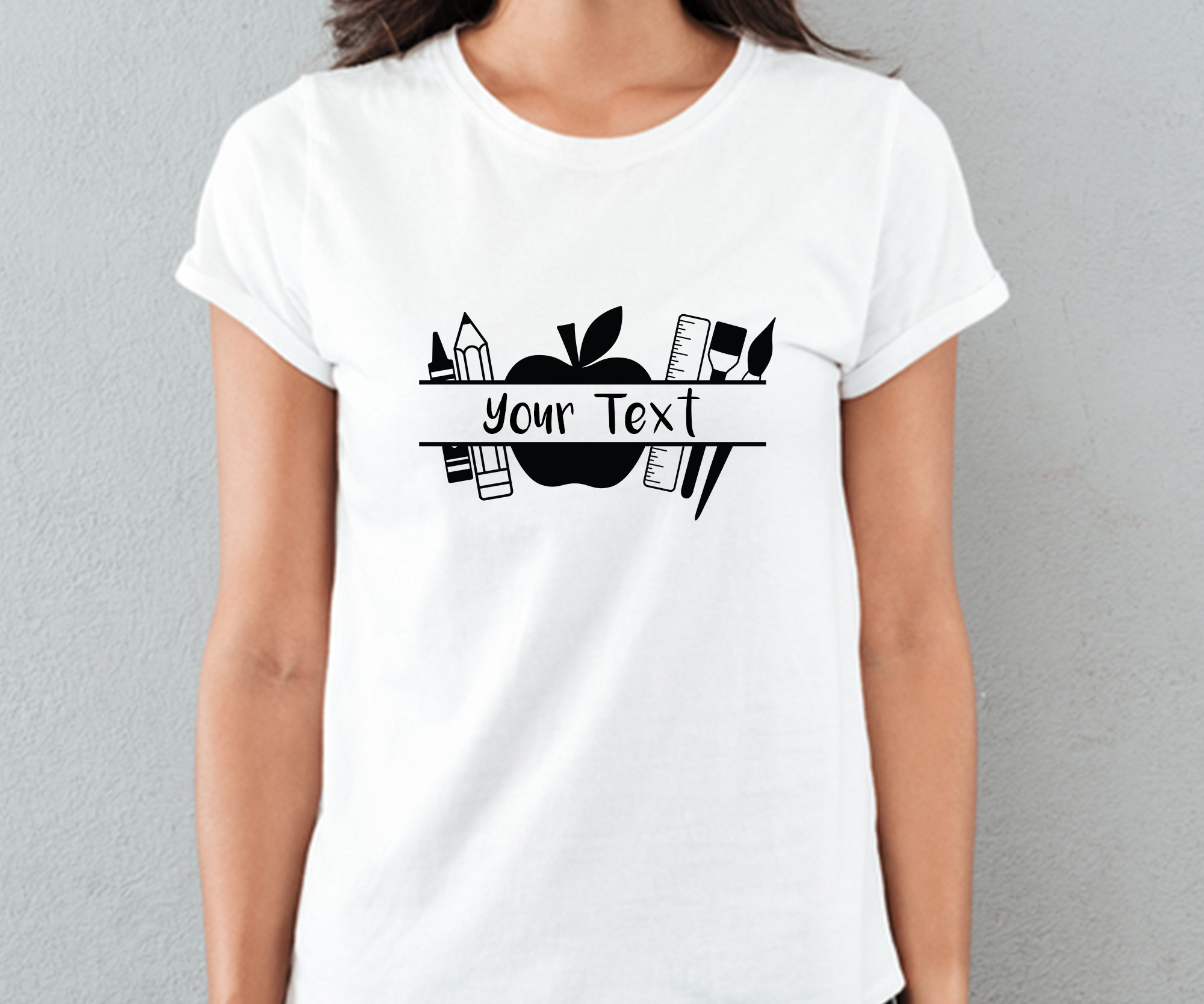 Teacher SVG, Teacher Split Monogram SVG, School Supplies SVG Back to ...