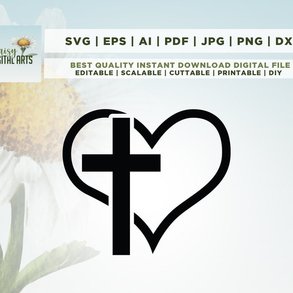 Heart With Cross Svg - Etsy