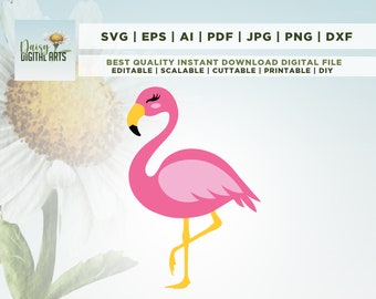 Pink Flamingo SVG, Flamingo Clipart for Tropical Summer Beach Craft ...