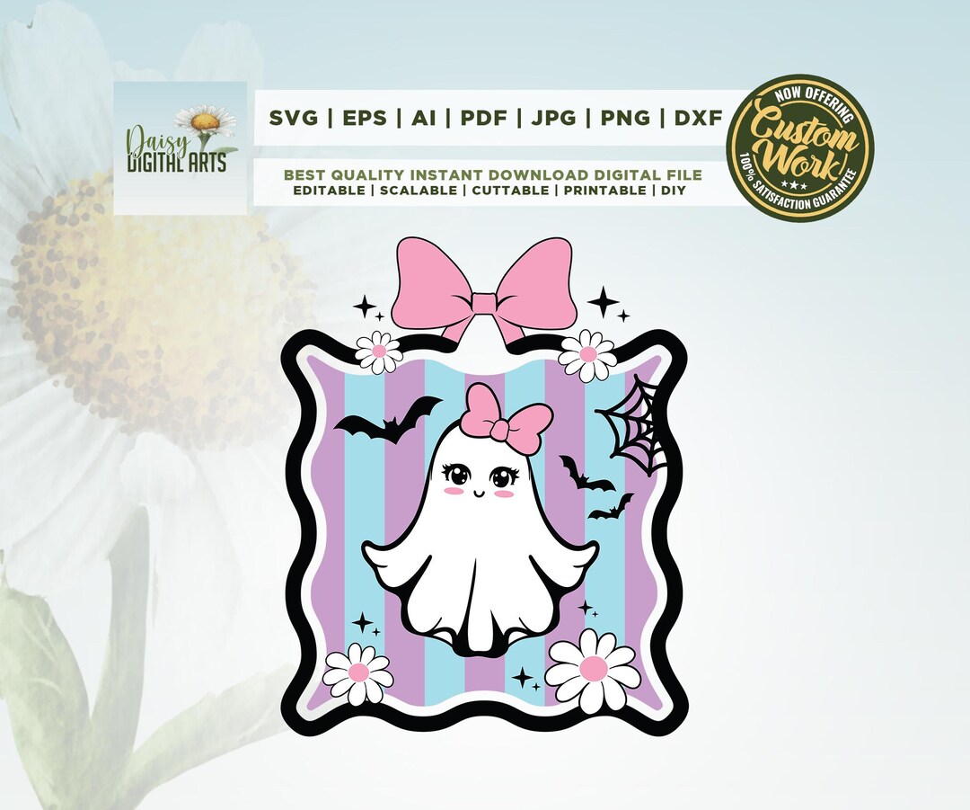 Preppy Halloween Ghost Png, Cricut, Png, Svg, Sublimation, Cute Boo ...