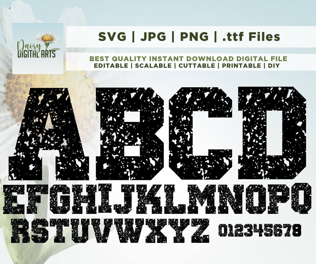 Distressed Font Svg, Distressed Alphabet Svg, Distressed Number ...
