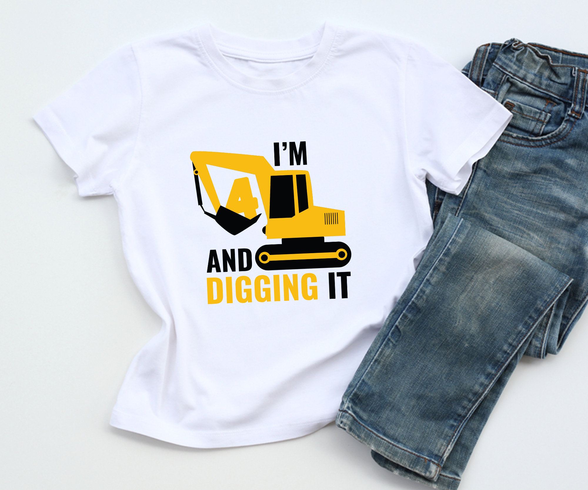 I'm 4 and Digging It Svg Construction Svg 4 Years - Etsy