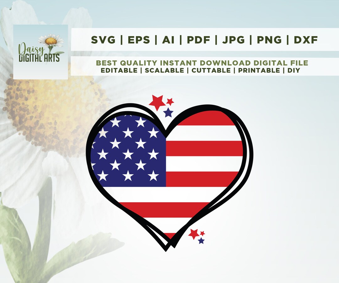 USA American Flag Heart Svg, Independence Day, United States, Patriotic ...