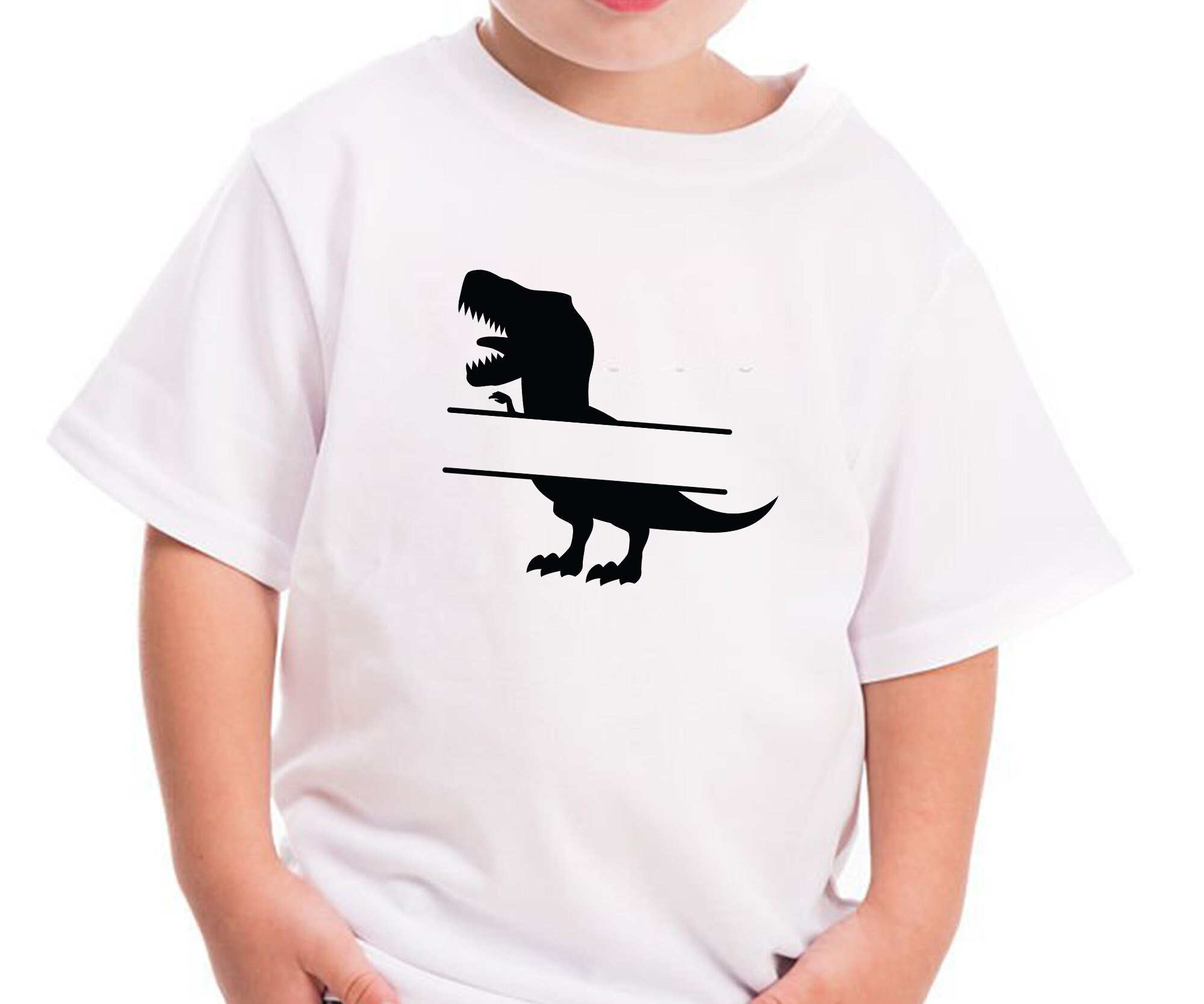 T-rex Dinosaur Simple, Solid Black Silhouette, Split Name Frame, Animal ...