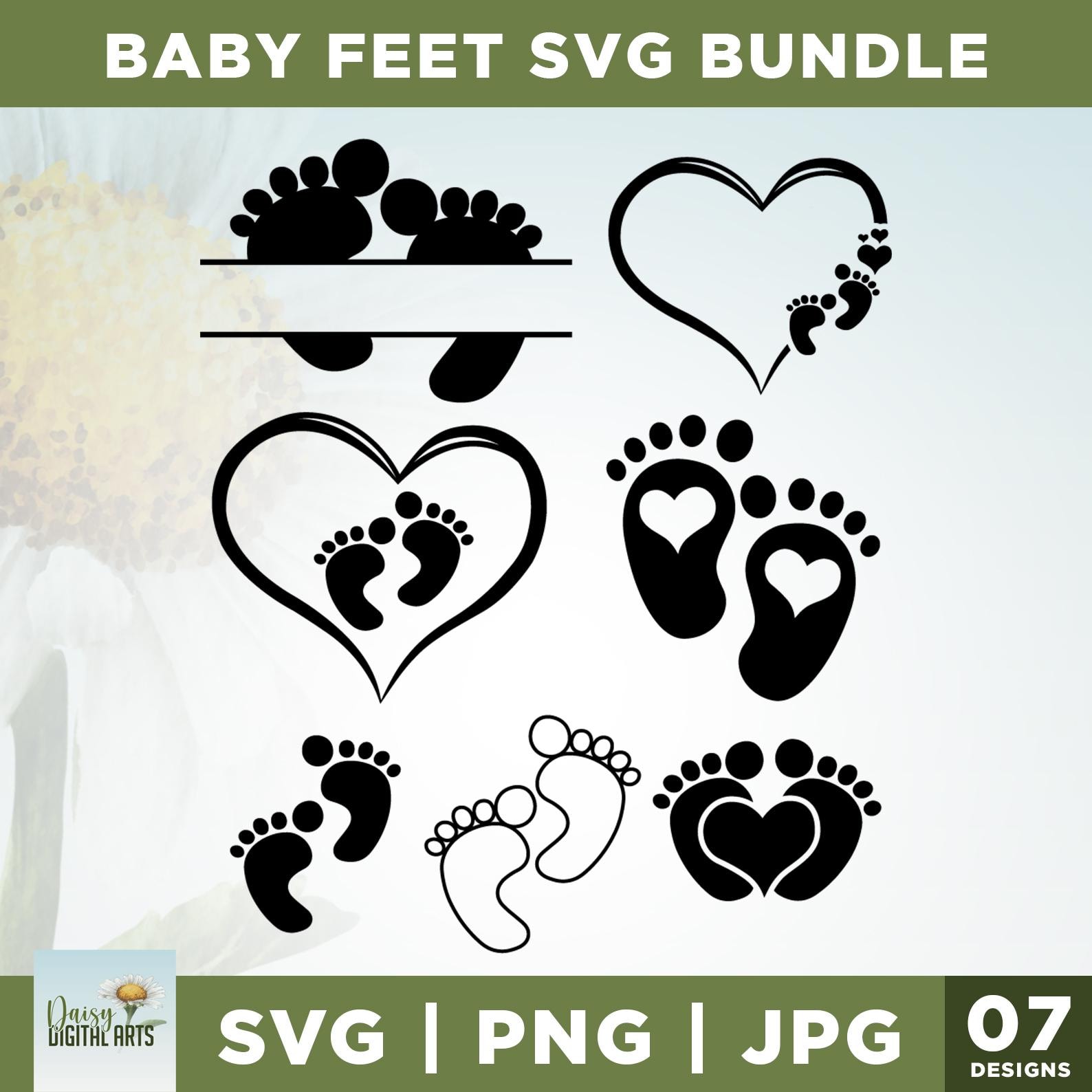 Baby Feet Svg, Baby Feet With Hearts Svg, Cricut, Png, Svg, Sublimation ...