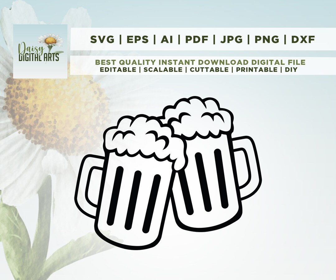 Beer Glass Mugs Clinking, Cut Files for Cricut, Silhouette, Clinging ...