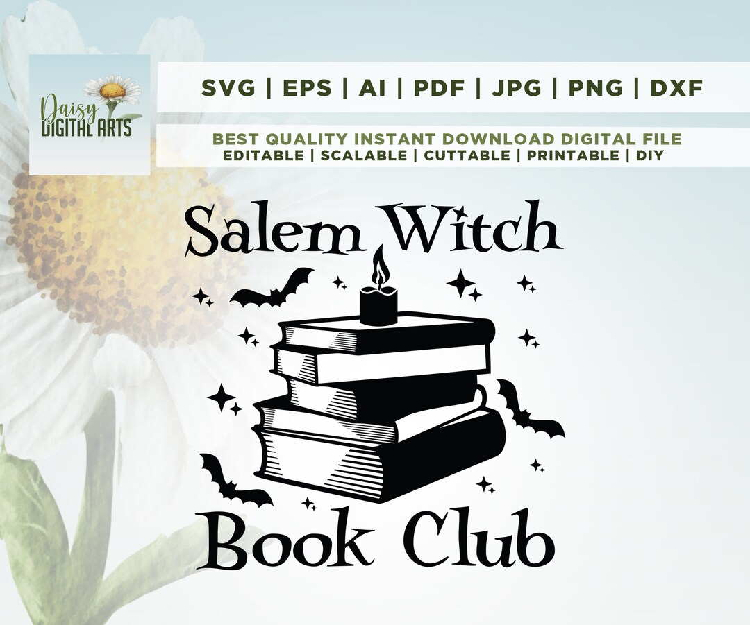 Salem Witch Book Club Svg Halloween Book Reader Svg Spell - Etsy