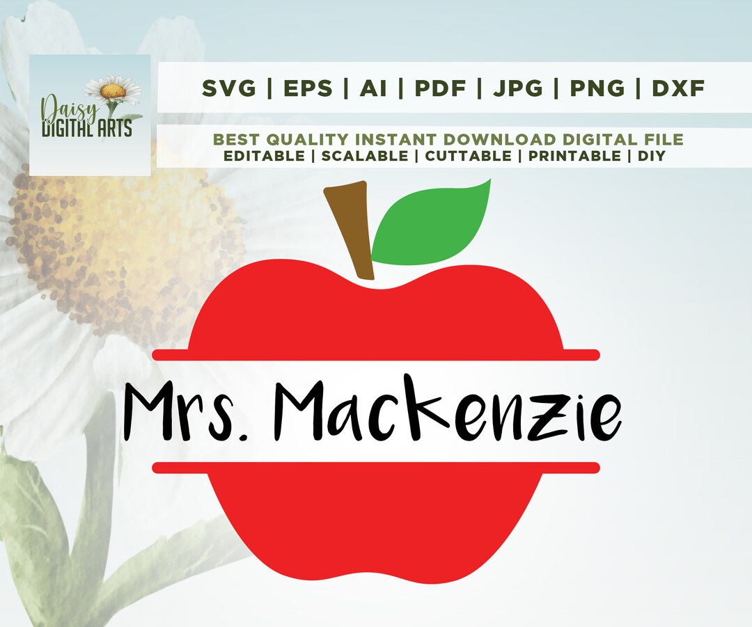 Apple Name Frame SVG, Apple Monogram Frame Svg, Apple Svg, Teacher Svg ...