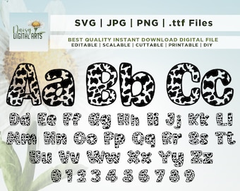 Cow Font TTF SVG PNG Font Animal Cow Alphabet Farmhouse Font - Etsy