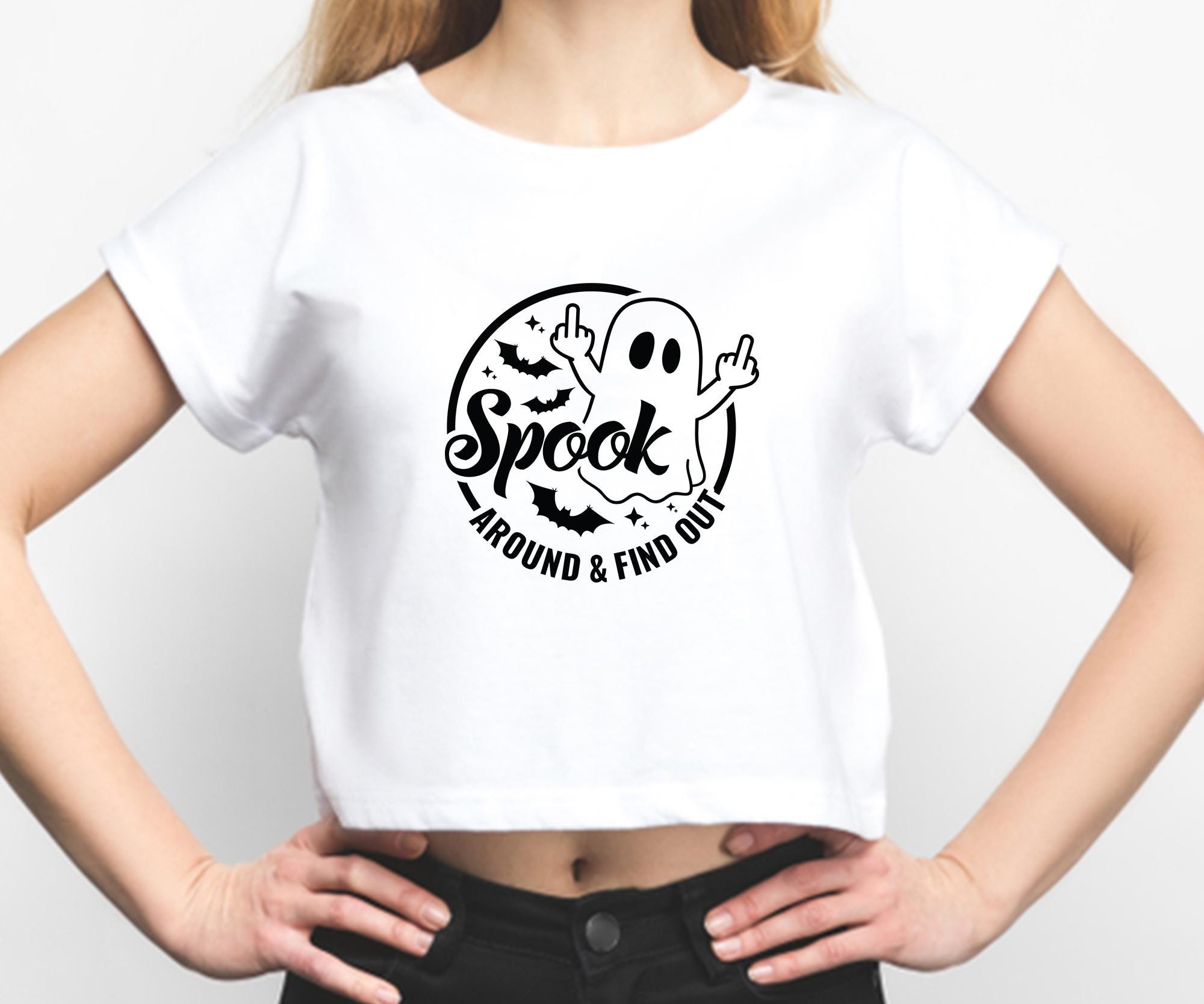 Spook Around & Find Out Ghost Middle Finger SVG, Funny Halloween Shirt ...