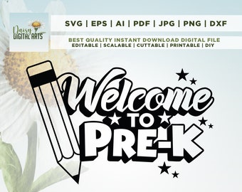 Welcome to Pre-k, Retro Pre-k Teacher Svg, Retro Pre-k Sign Svg, Pre-k ...