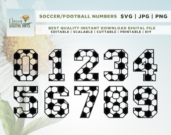 Digital Cut Files, Soccer Numbers, SVG, DXF, EPS, Sports, Varsity, Fall ...
