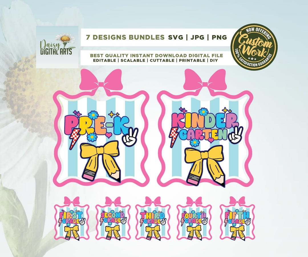 Preppy Back to School Bundle PNG, Coquette Teacher First Day of School ...
