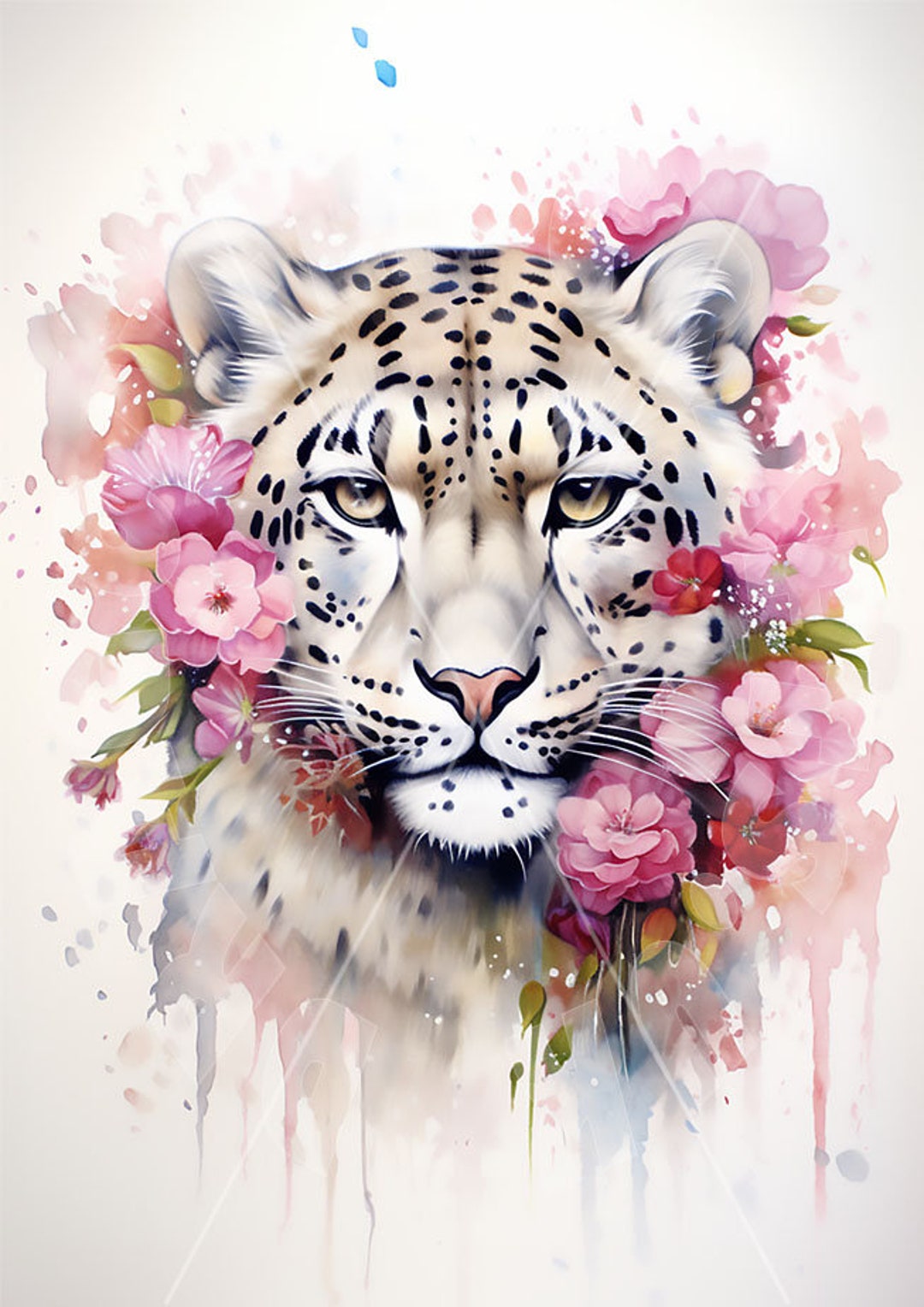 Snow Leopard Floral Decoupage . Rice Paper. Https://dragonflycrafts.uk ...
