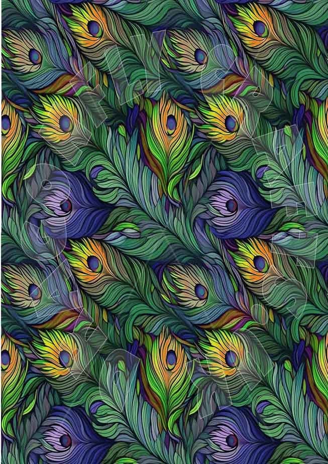 Peacock Seamless Background Decoupage Rice Paper. Available in Sizes A1 ...