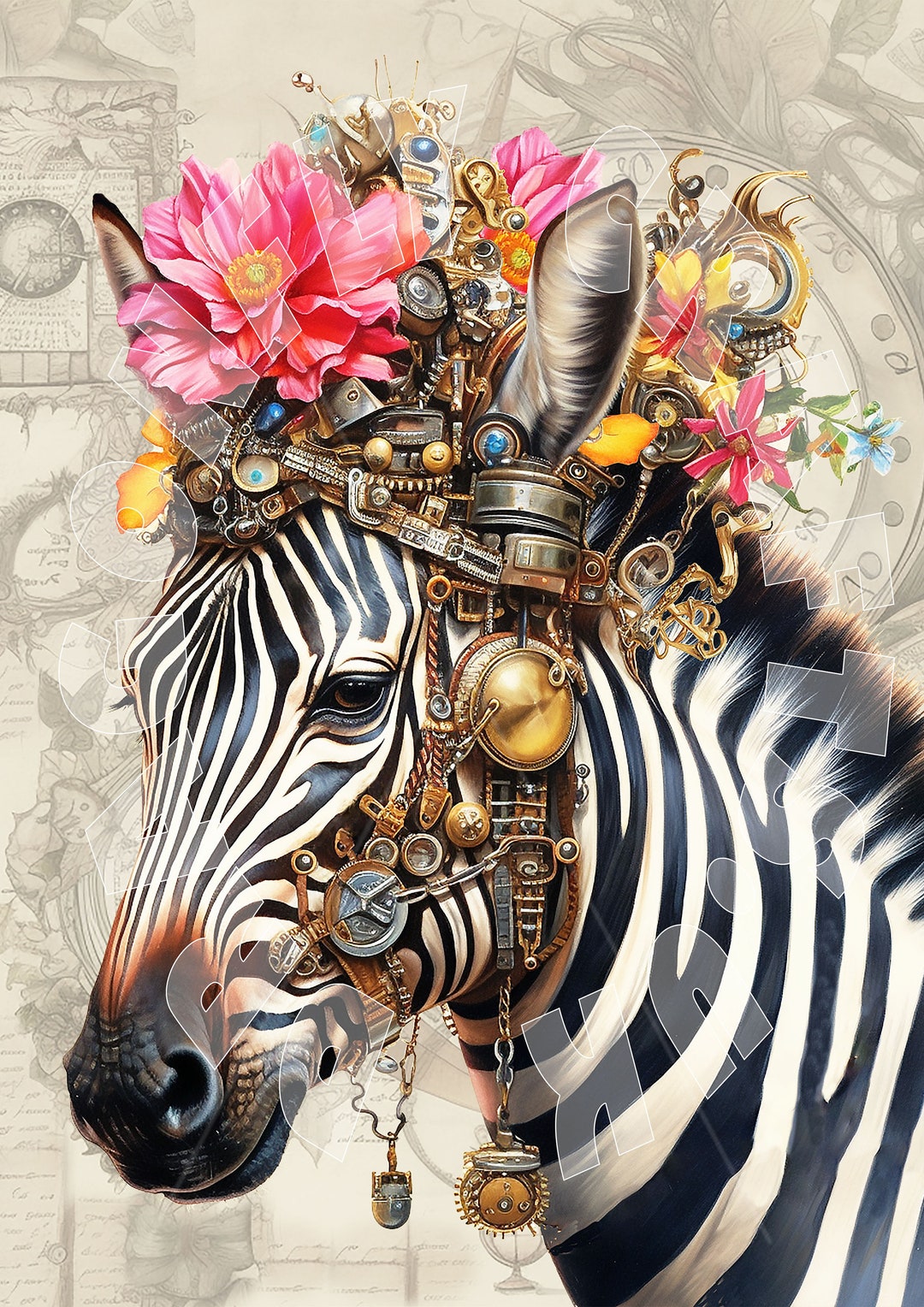 Flamboyant Zebra 2 Decoupage Rice Paper. Available in Sizes A1, A2, A3 ...