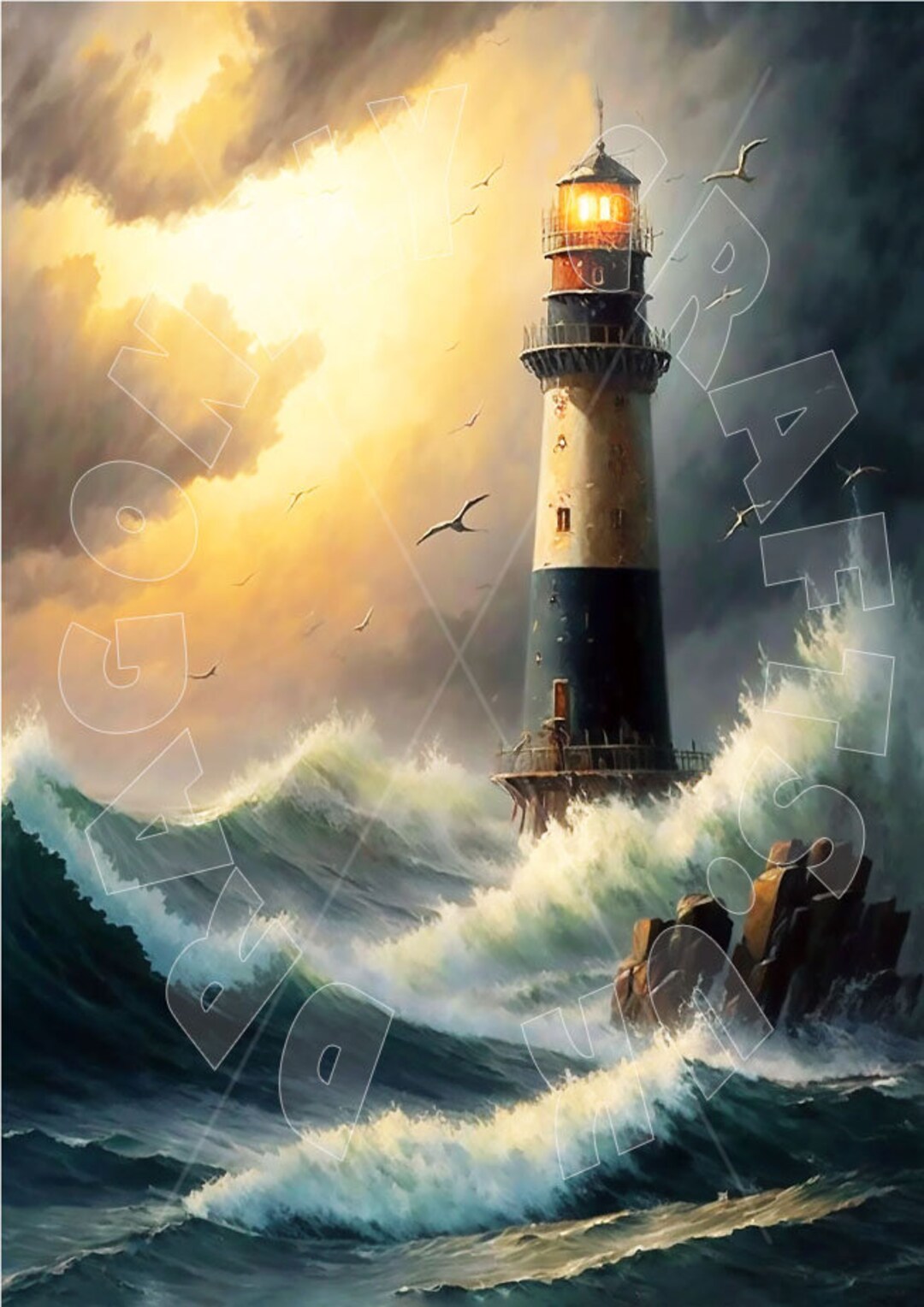 Stormy Lighthouse Decoupage . Rice Paper. Https://dragonflycrafts.uk ...