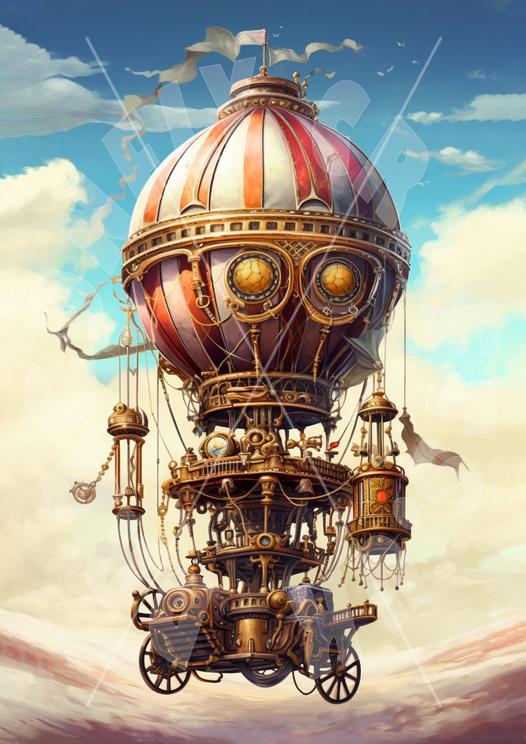 Steampunk Hot Air Balloon Decoupage . Rice Paper. Https ...