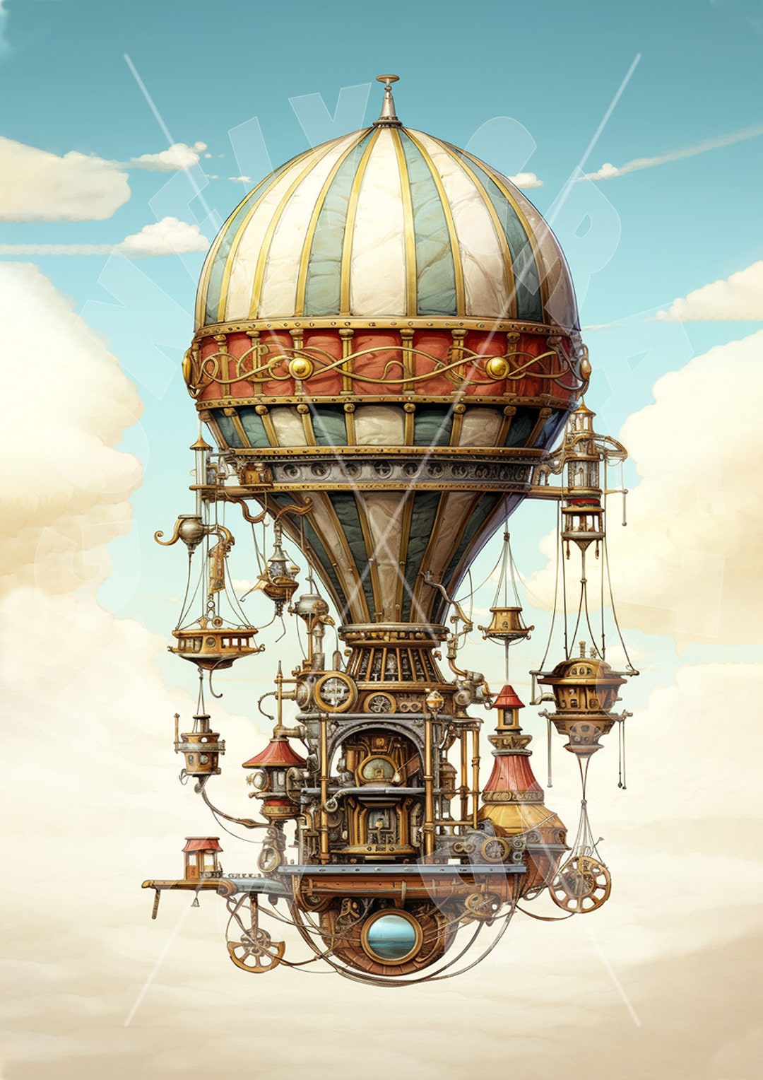 Steampunk Hot Air Balloon 2 Decoupage . Rice Paper. Https ...