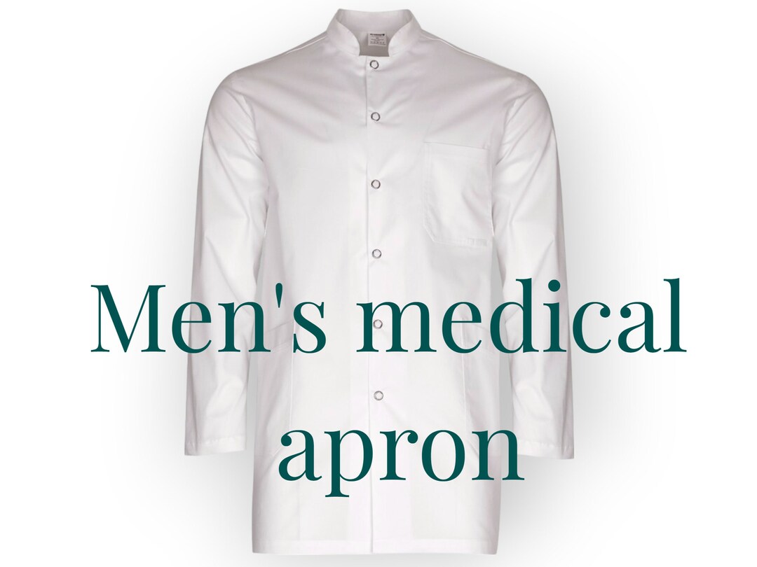 White Mens Medical Apron for Healthcare Professionals Hospital Workwear ...