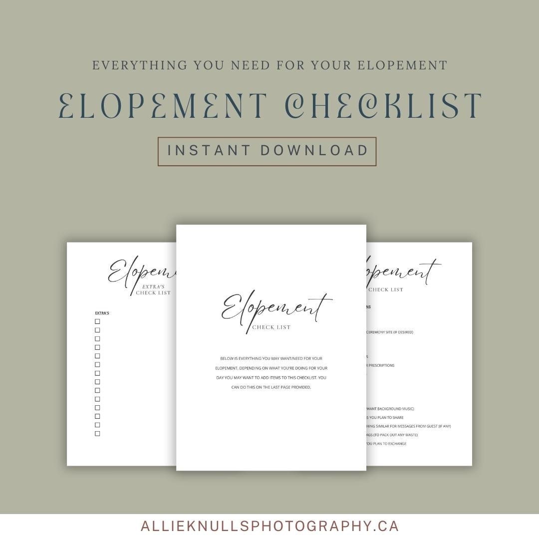 Elopement Wedding Checklist / Instant Download - Etsy