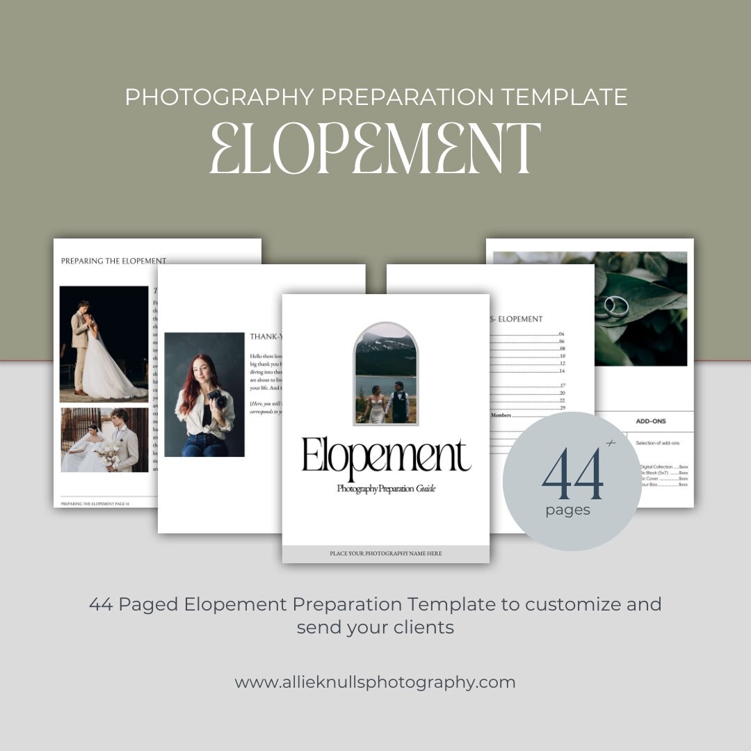 Elopement Preparation Photography Guide Template / CANVA - Etsy
