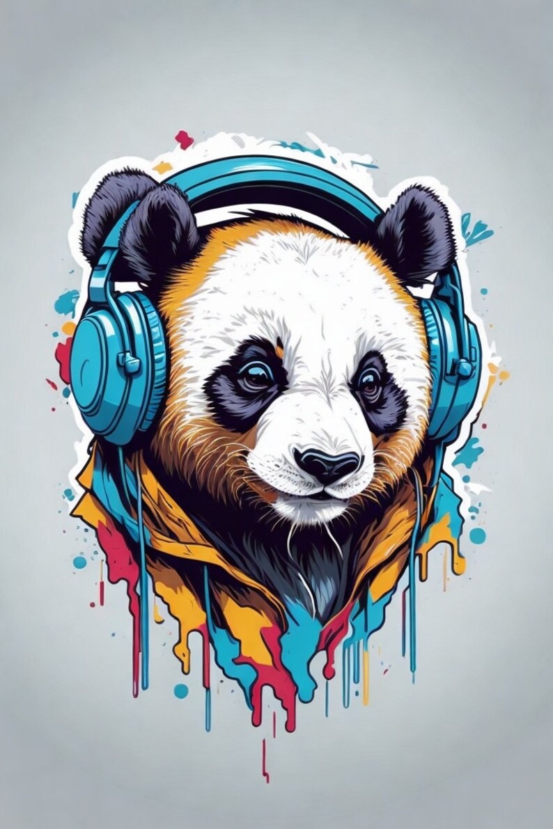Cute Beautiful Panda, a T-shirt Design, Logo, Digital Print of a Panda ...