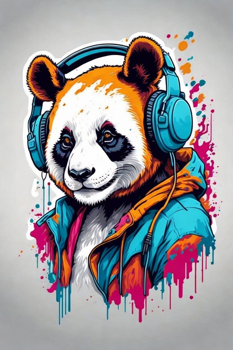 Cute Beautiful Panda, a T-shirt Design, Logo, Digital Print of a Panda ...