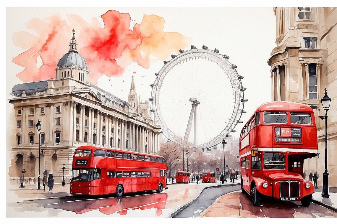 New London Eye, Water Color, Digital Painting!! - Etsy