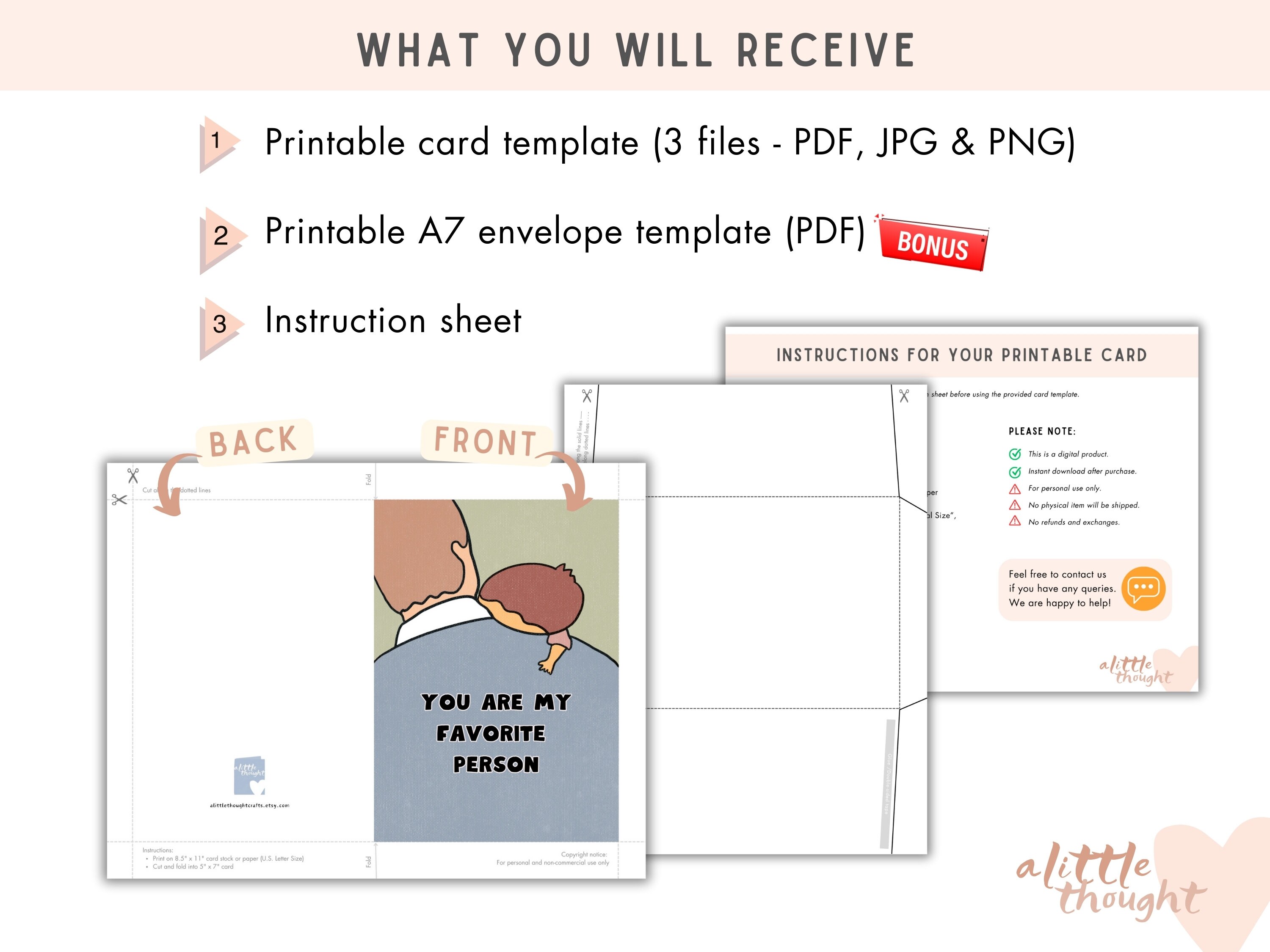 Printable Father's Day Card, You Are My Favorite Person, Warm Heartfelt ...