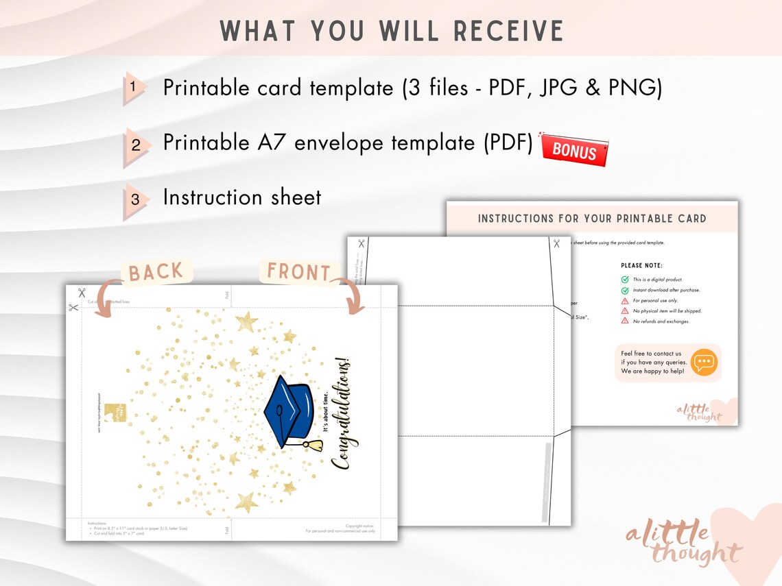 Printable Happy Graduation Day Card, Congratulations Grad, Graduation ...