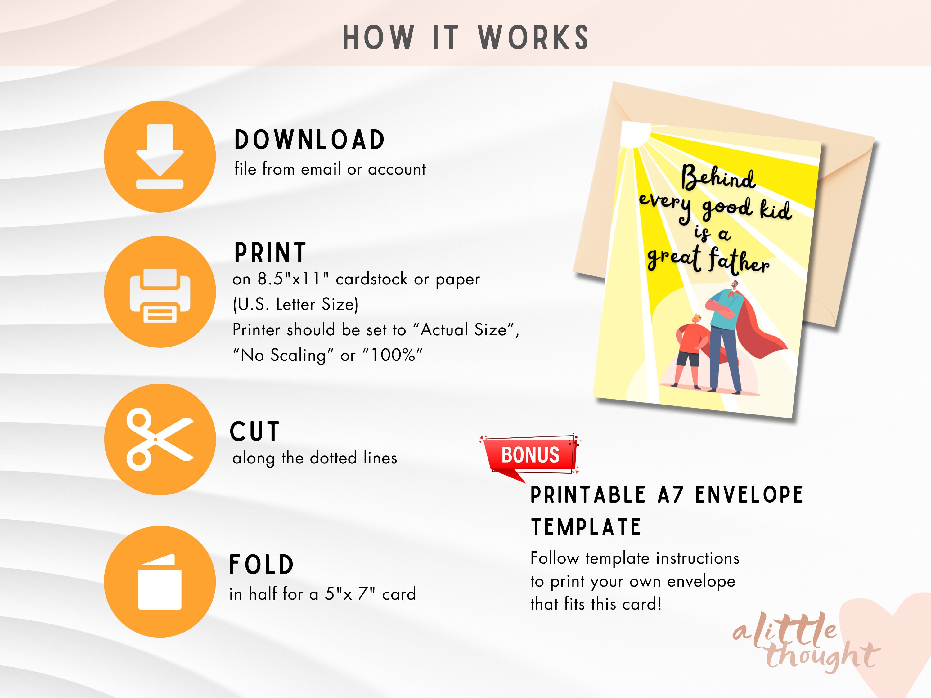 Printable Fathers Day Card, Father's Day Gift, for a Great Father ...