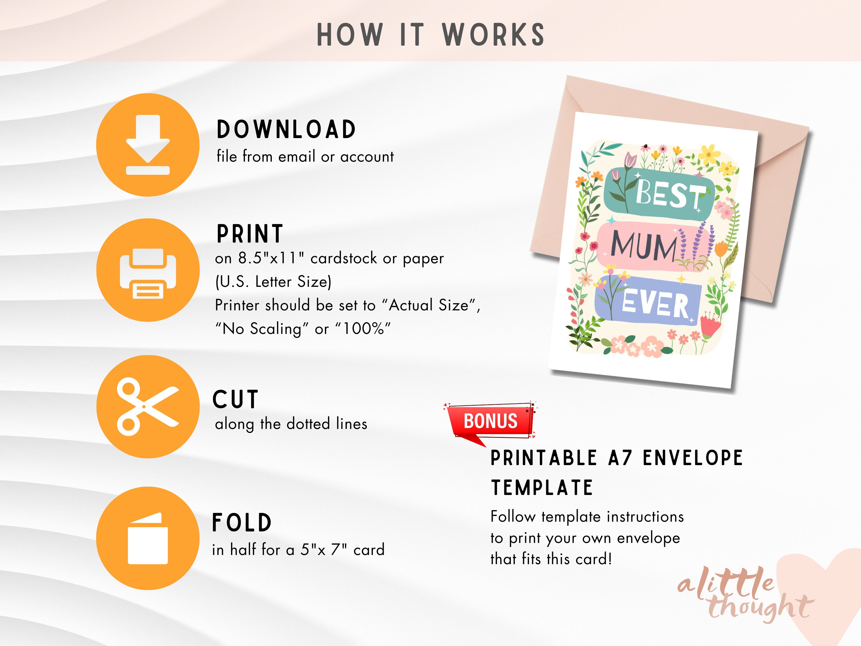 Printable Best Mum Ever Card, Floral Mother's Day Card, Instant Digital ...