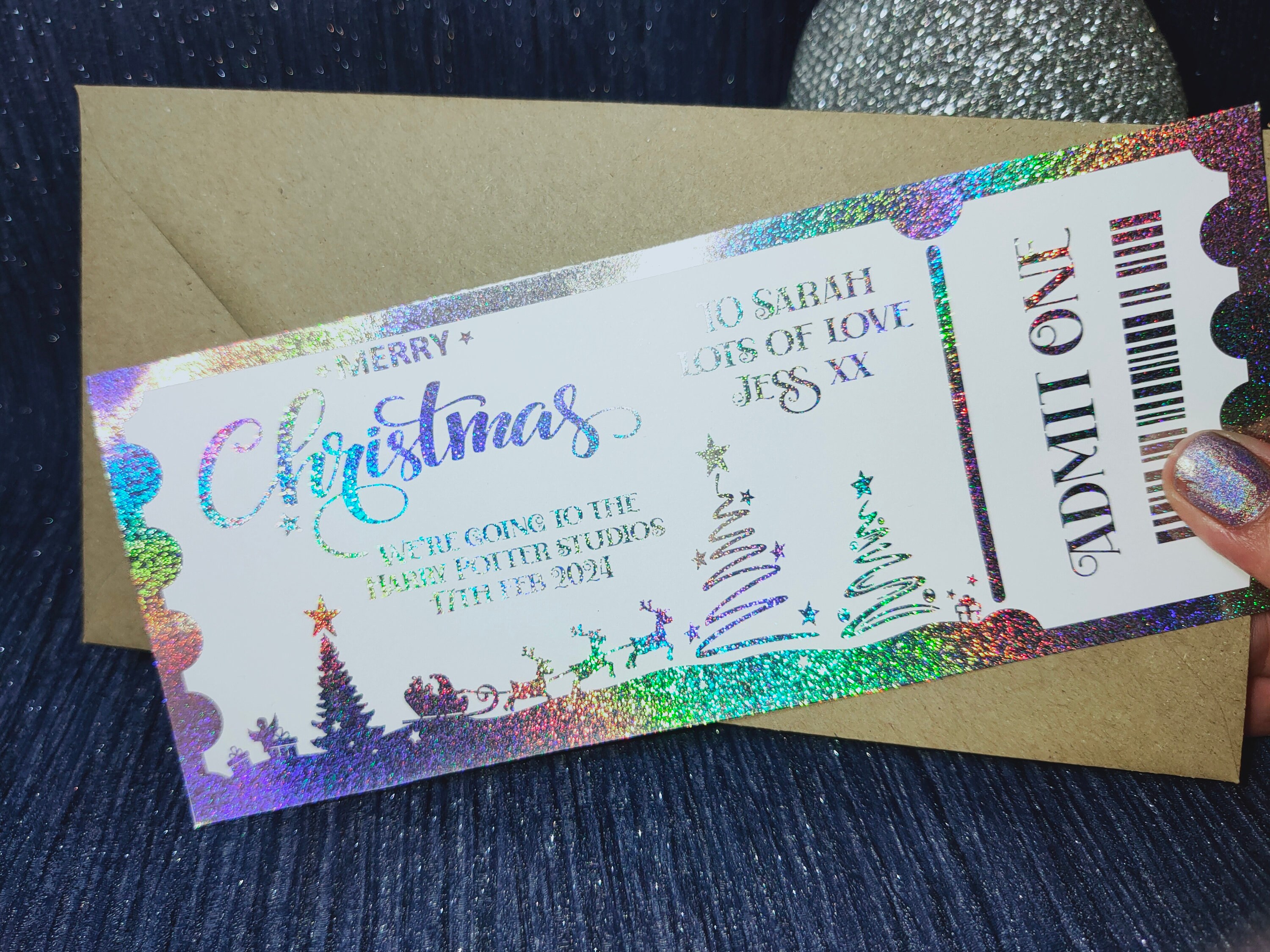 Personalised Christmas Foil Ticket, Surprise Trip Reveal, Holiday ...