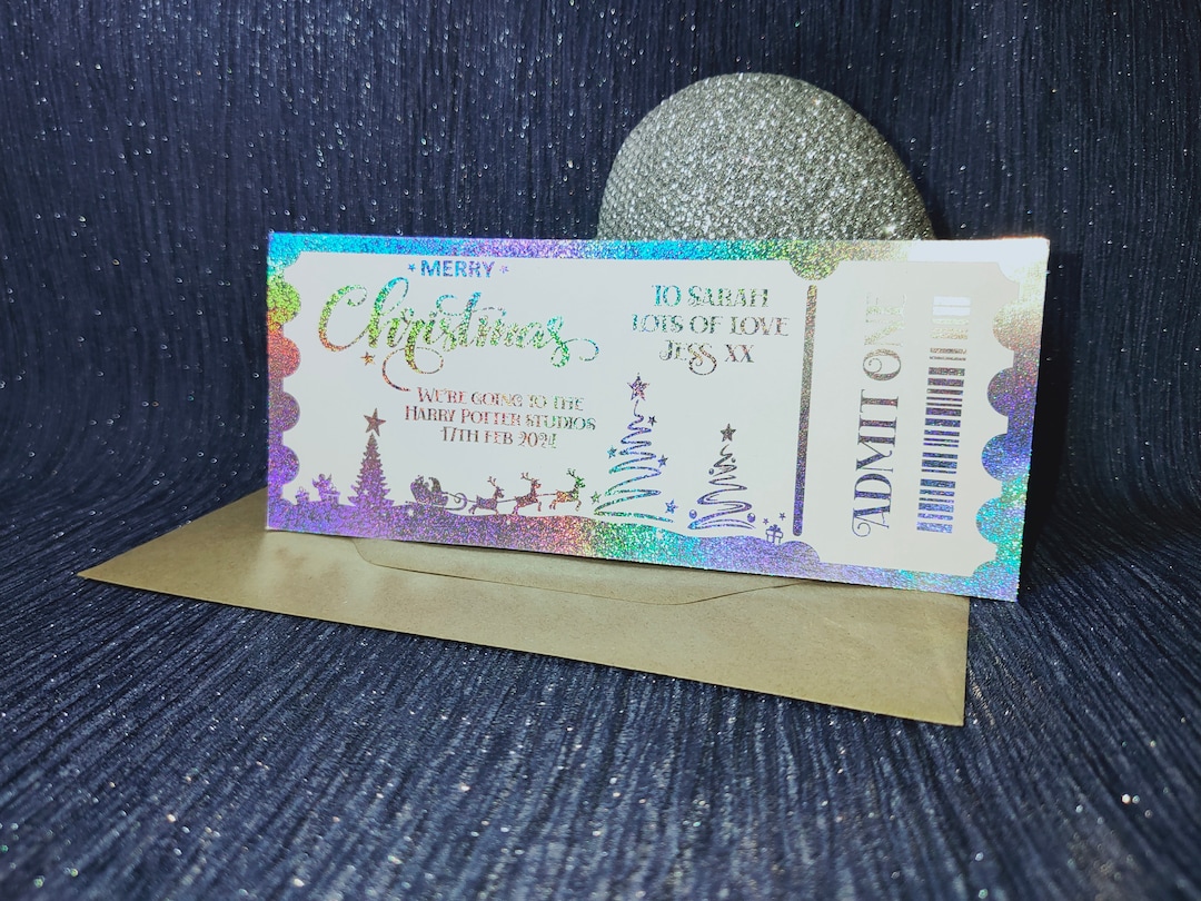Personalised Christmas Foil Ticket, Surprise Trip Reveal, Holiday ...