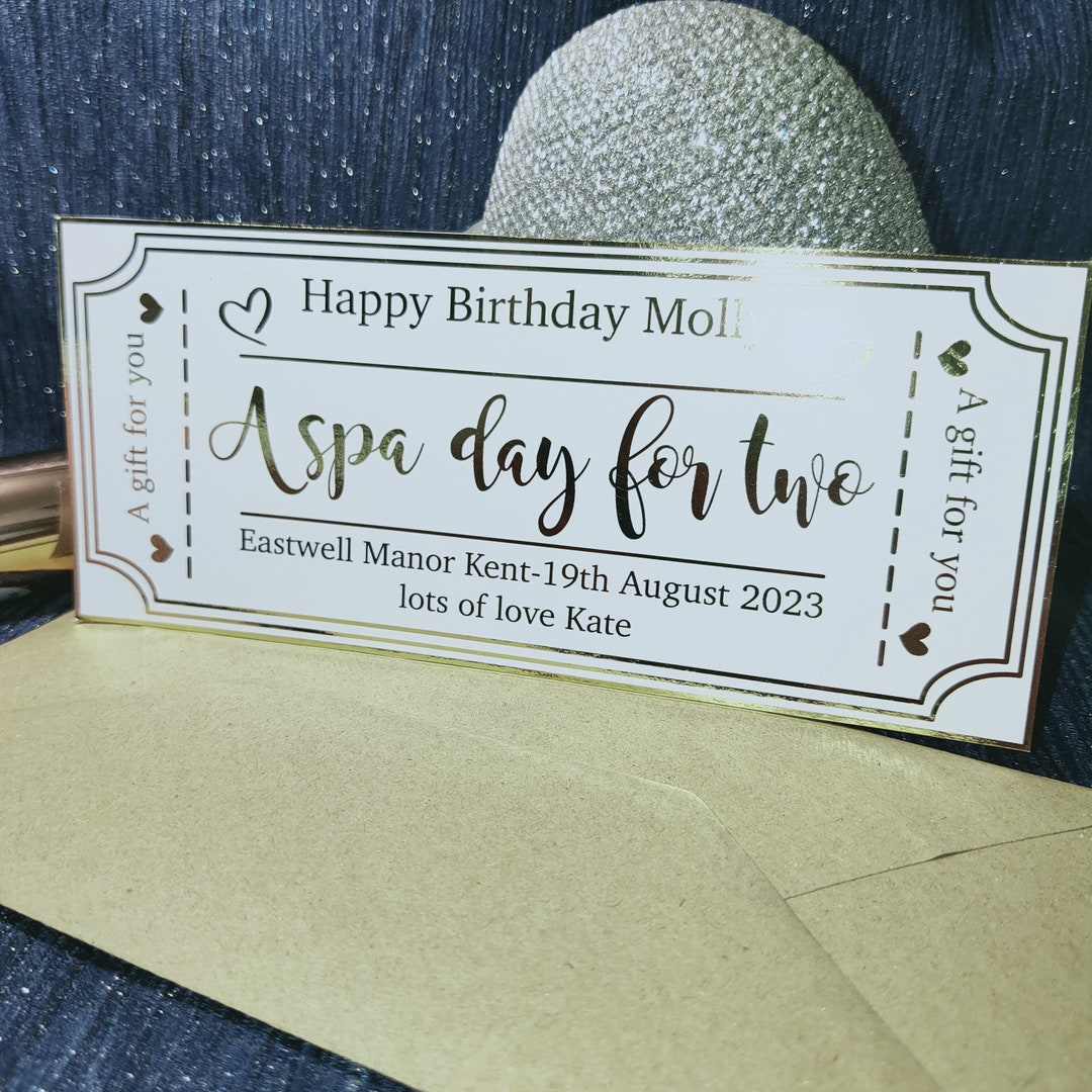 Spa Day Gift Vouchers Foiled Ticket for Birthday, Surprise Ticket ...