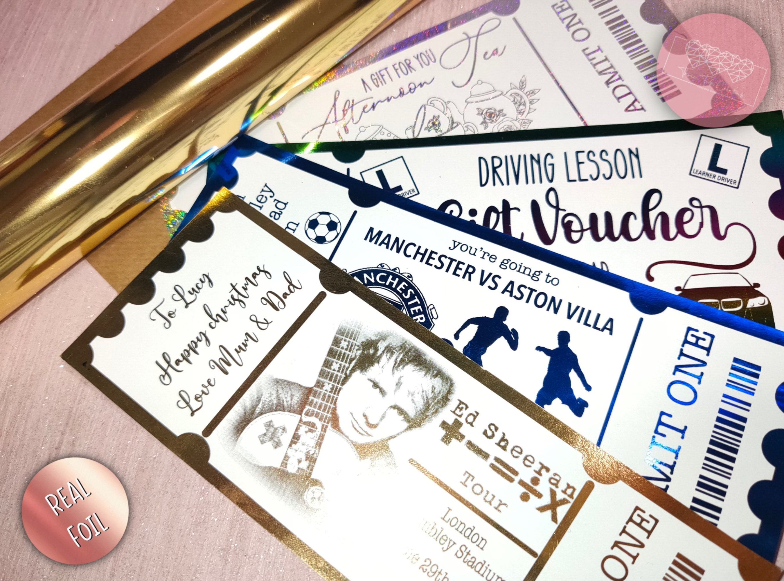 Learner Driver Driving Lesson Foil Voucher, Personalised Foil Ticket ...