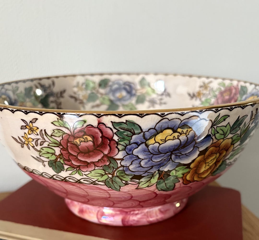Maling Peony Rose Lustreware Thumb Print Bowl - 6562 - Etsy