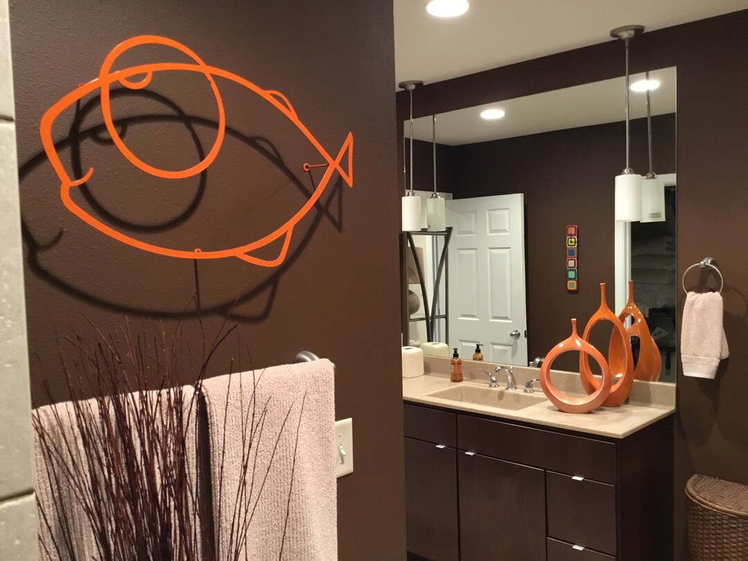 Curious Calvin - Orange Fish 24” X 14 1/5” Whimsical Fun Lake or Beach ...