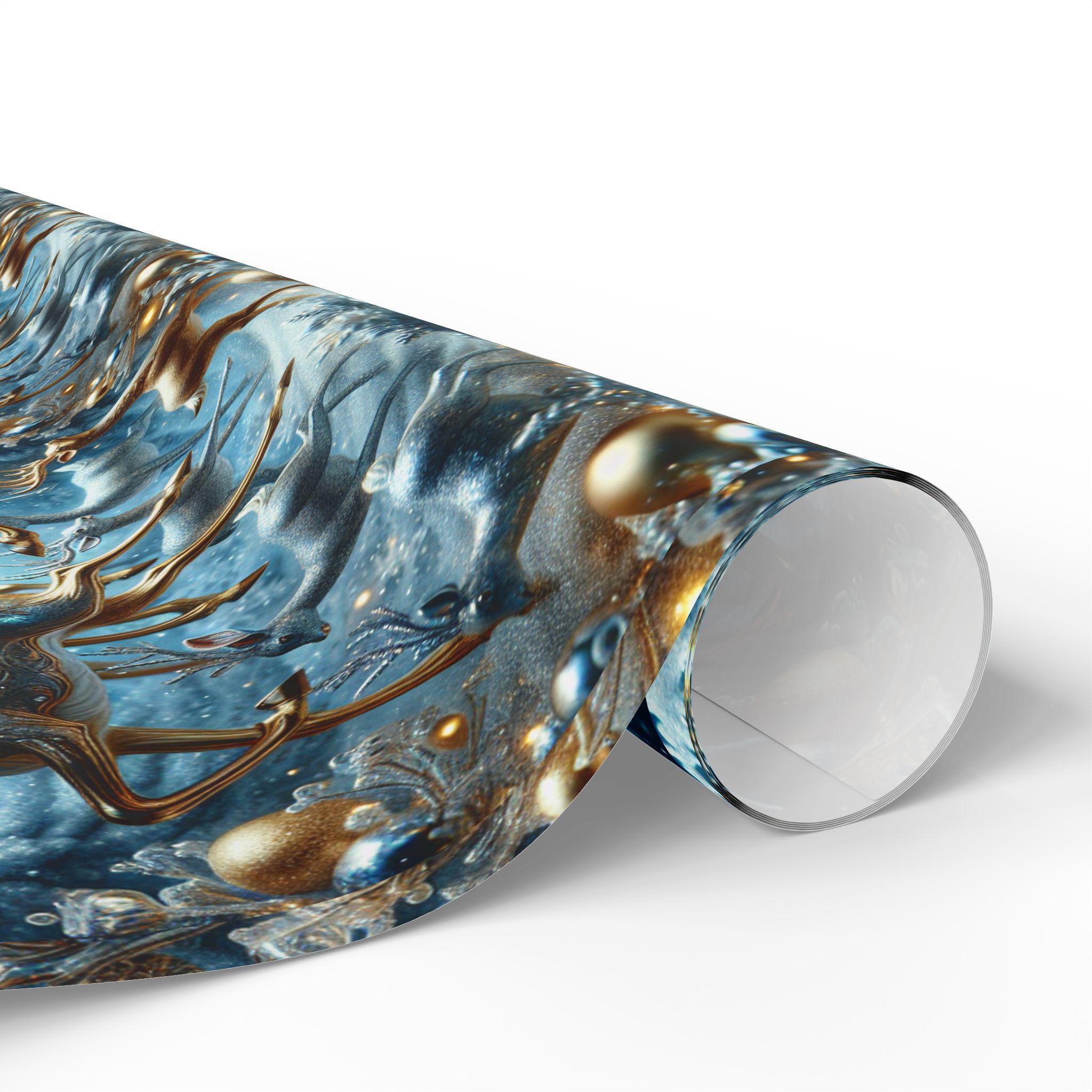 Elegant Christmas Wrapping Paper: Snowy Reindeer, Xmas Trees - Etsy