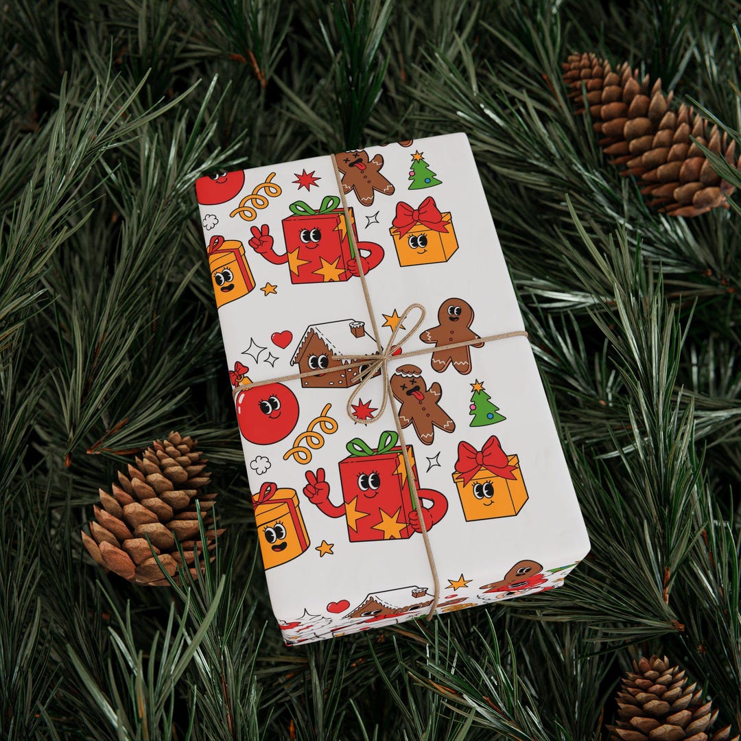 Kids Animated Christmas Wrapping Paper: Gingerbread Santa Presents - Etsy