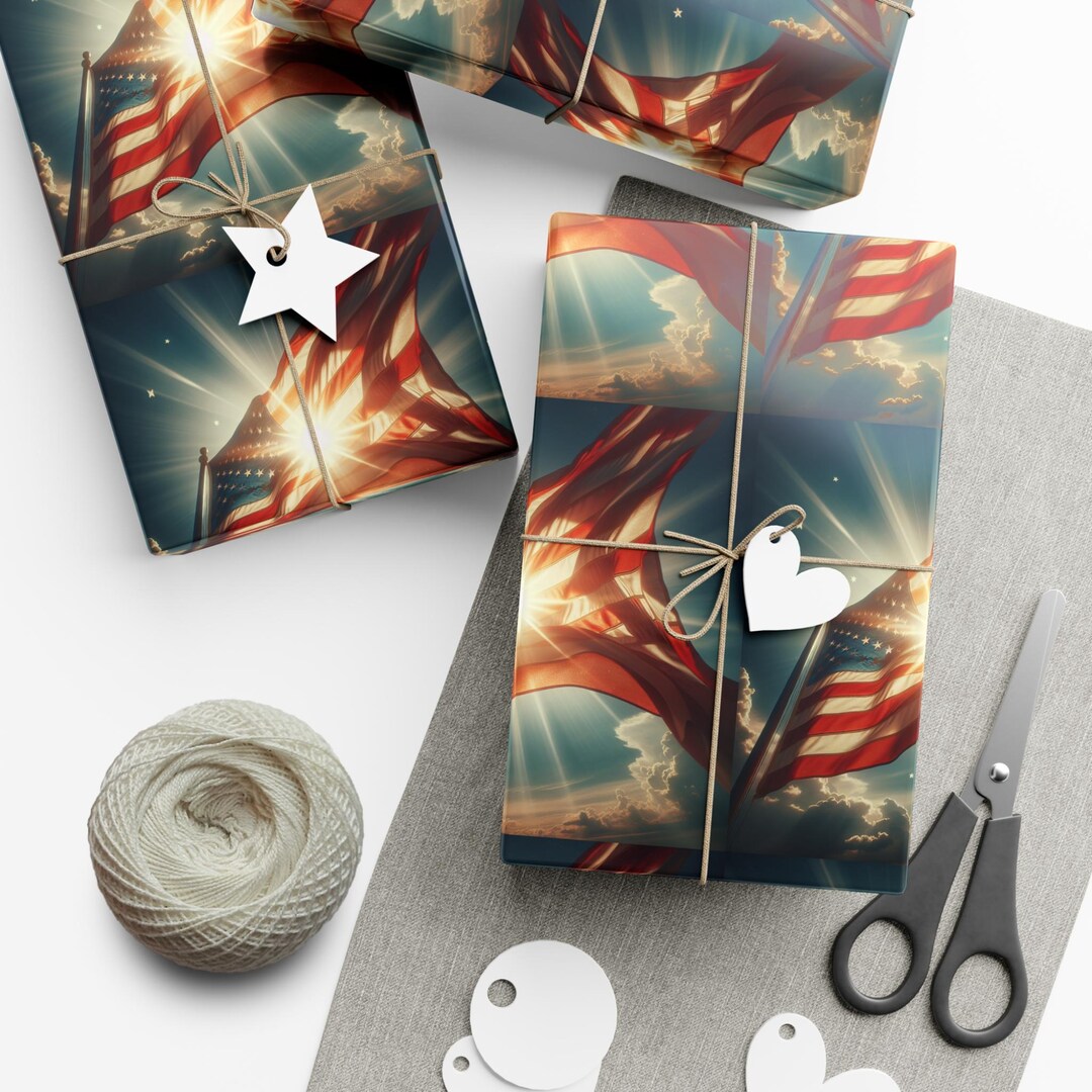 Independence Day Gift Wrap Papers - American Flag July 4th Sunshine ...