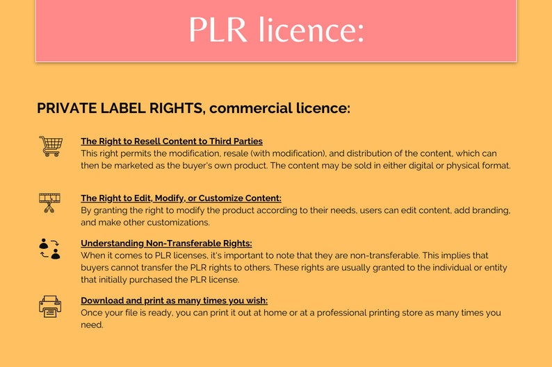 PLR Licence, Start Selling DIGITAL PRODUCTS, Commercial Use, Small ...