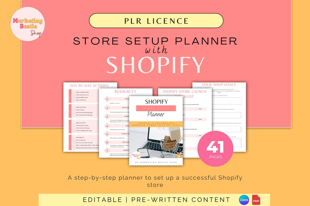Shopify Store Setup Planner, Sell Digital Product, Passive Income, PLR ...
