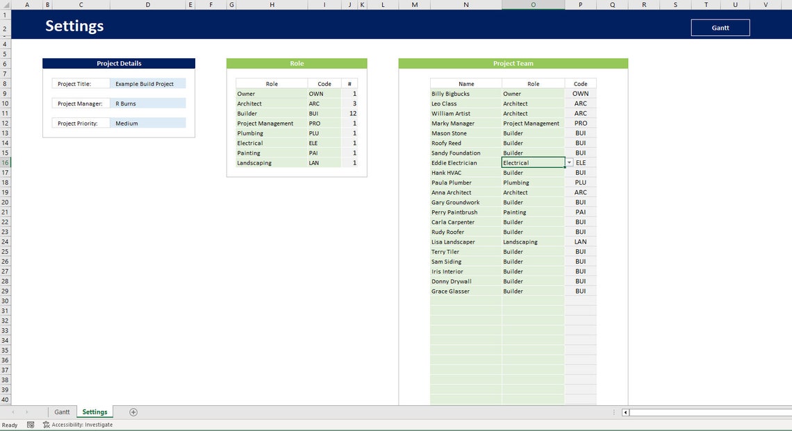 Microsoft Excel Template - Project Management Tool and Gantt Chart - Etsy