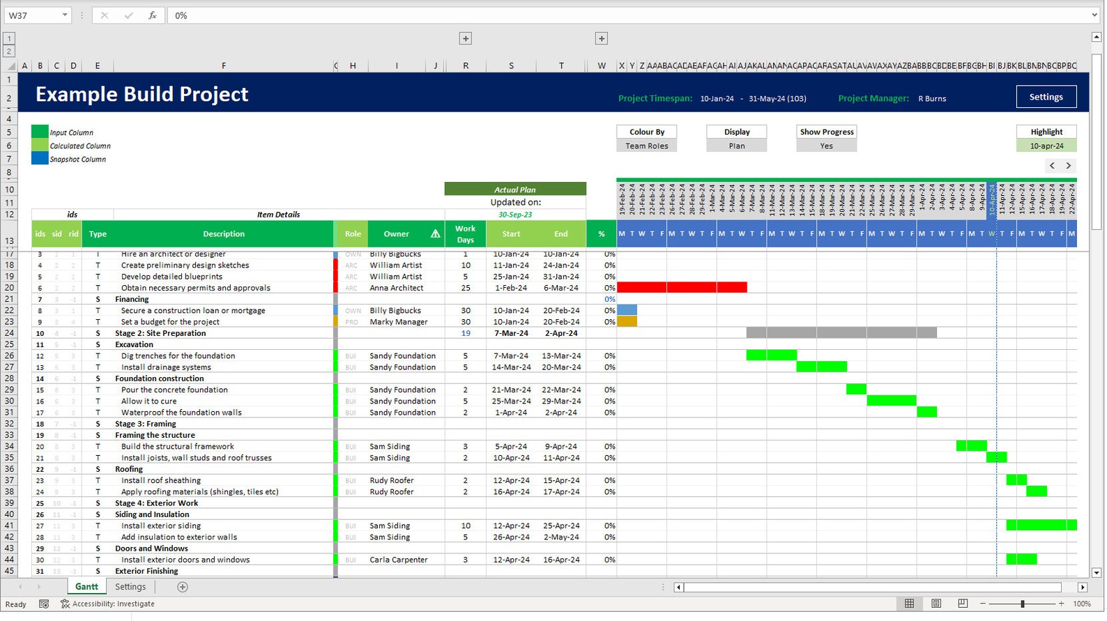 Microsoft Excel Template - Project Management Tool and Gantt Chart - Etsy